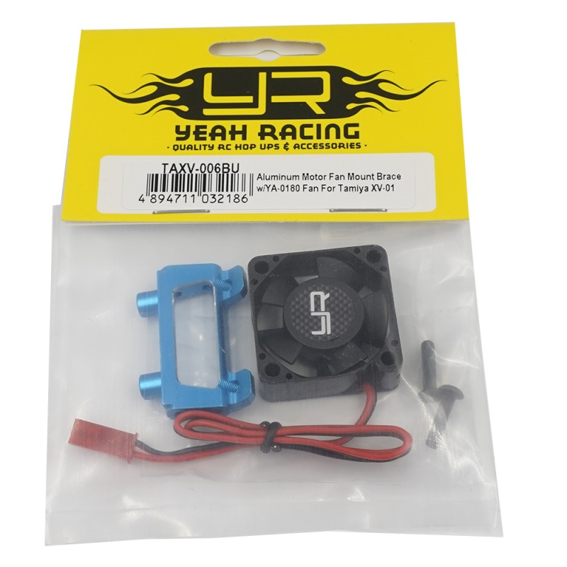 YEAH RACING ALUMINUM MOTOR FAN MOUNT BRACE BLUE W/YA-0180 FAN FOR ...